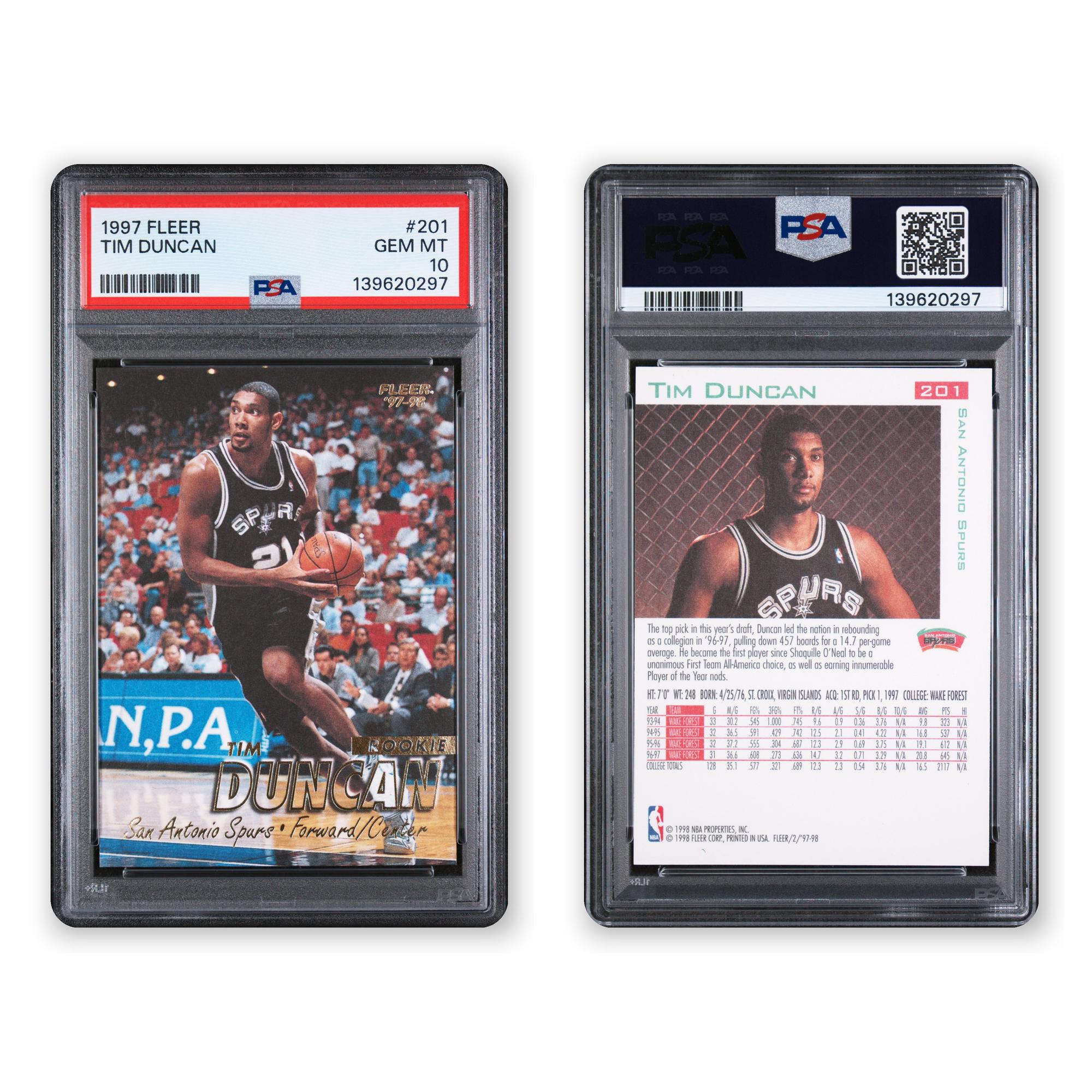 1997 Fleer Tim Duncan #201 Rookie RC PSA 10 - HOF - Spurs | eBay